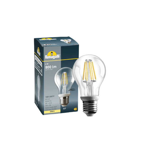 Fumagalli E27 Filament LED Lamp - 6.5W, 2700K, 800lm, H.LED.FIL.3K ...