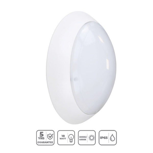 Red Arrow GUARDIAN Anti Ligature Bulkhead - 18W, 2050lm, 3000K/4000K ...